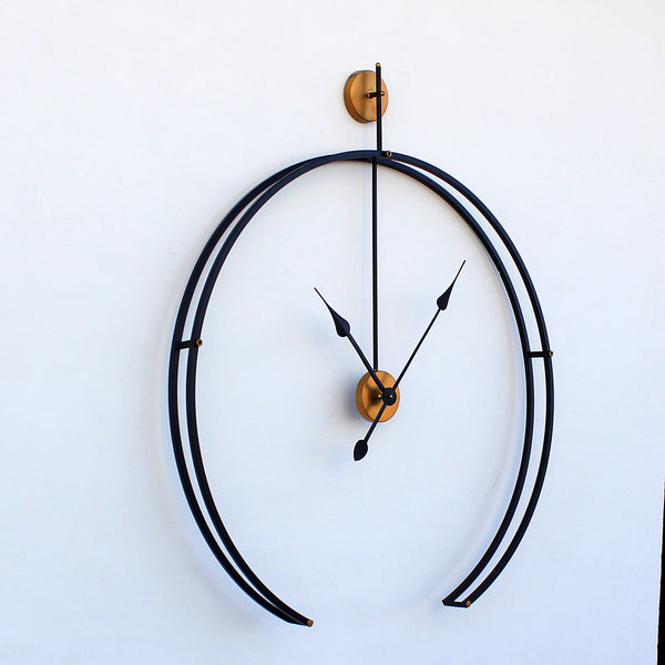 Craftter 36 inch Black Color Half Round Large Metal Wall Clock Decorat ...